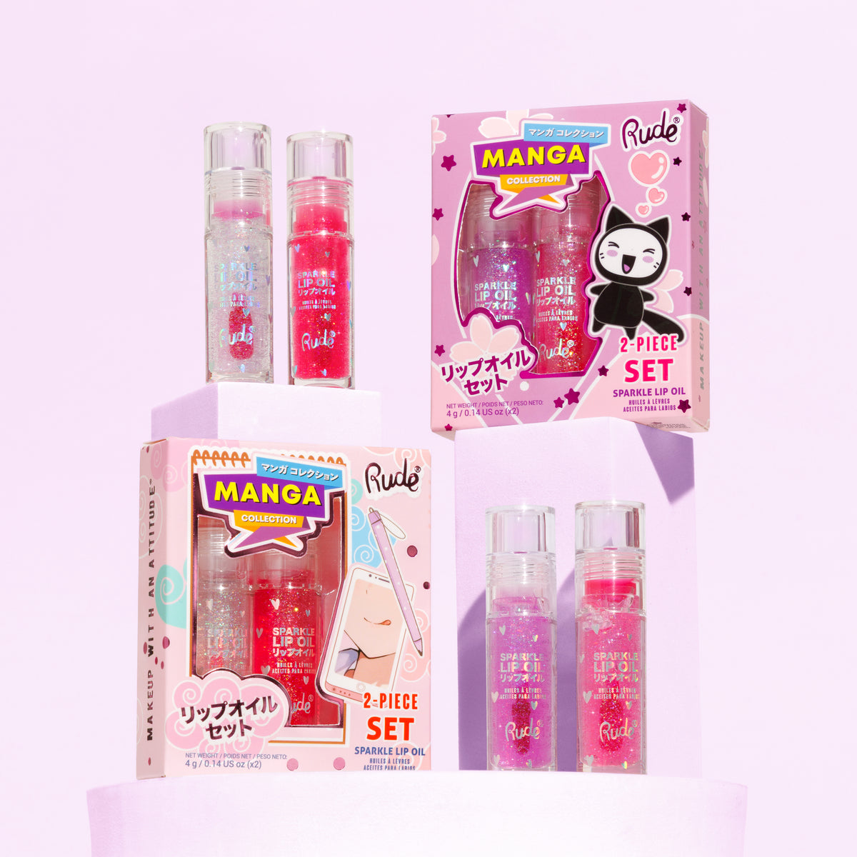Manga Collection Sparkle Lip Oil Duo by Rude Cosmetics | Sparkling Lip Oil